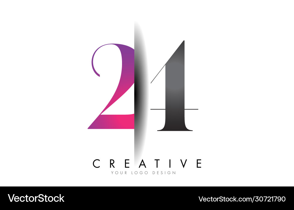 24 2 4 grey and pink number logo with creative Vector Image