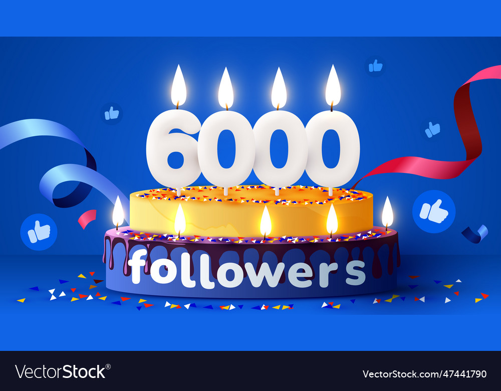 6k or 6000 followers thank you social network Vector Image