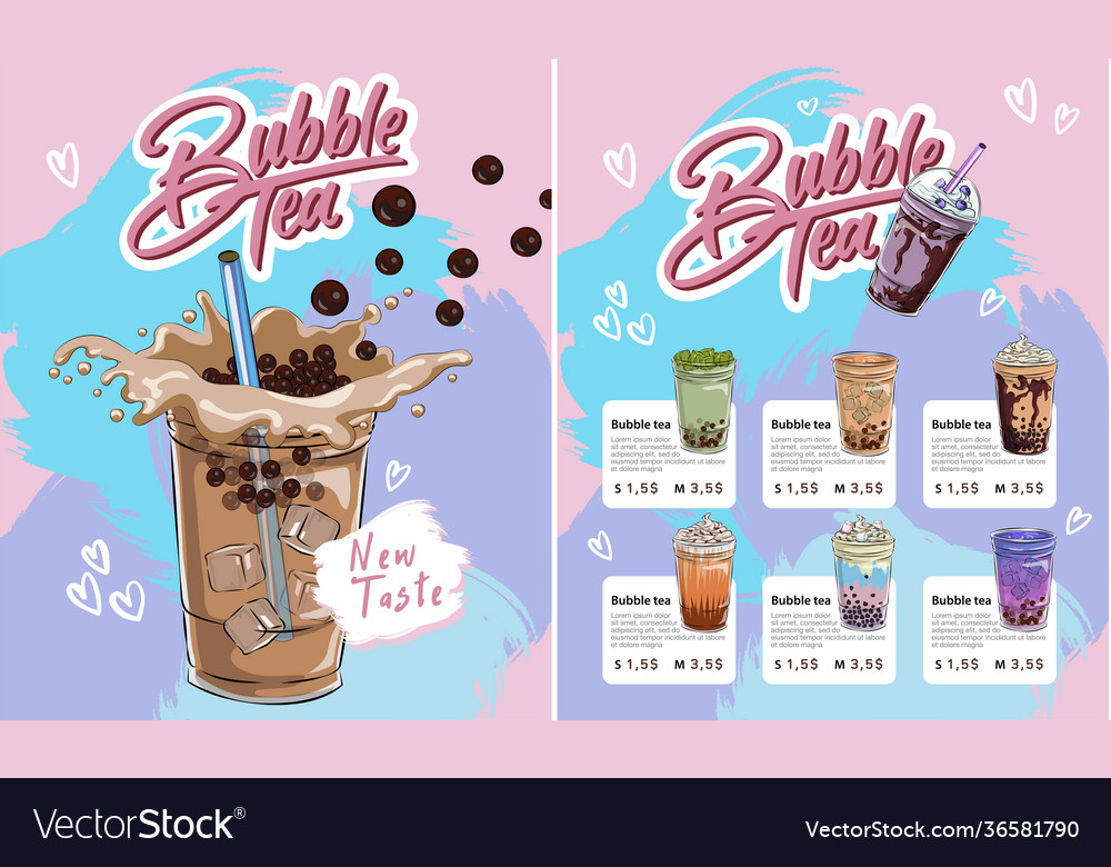 Bubble tea menu Royalty Free Vector Image - VectorStock