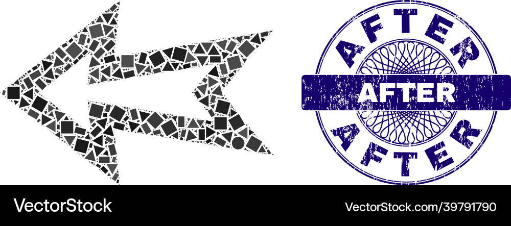 Distress after stamp and geometric arrow left Vector Image