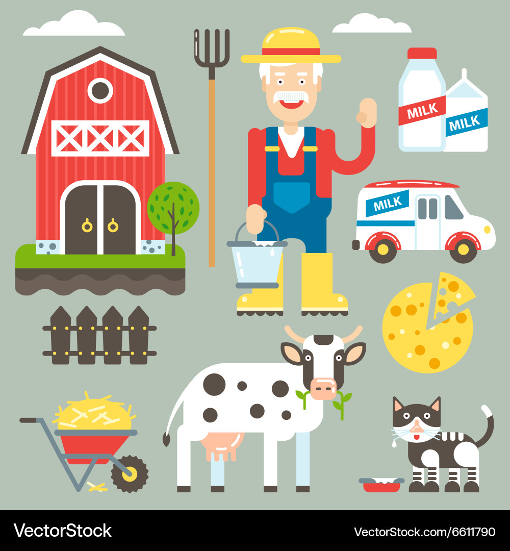 Farm set Royalty Free Vector Image - VectorStock