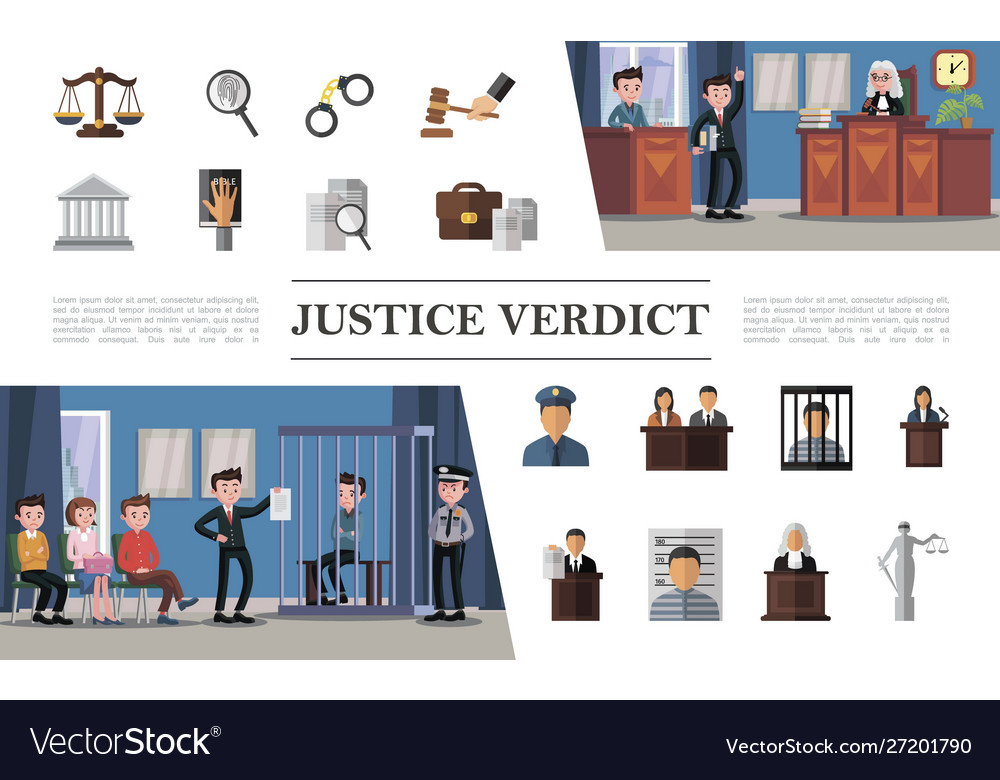 Flat law system composition Royalty Free Vector Image