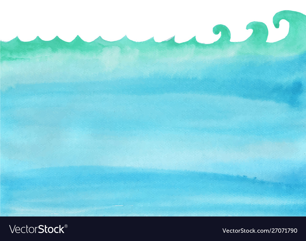 Ocean Wave And Under Sea Watercolor Background Vector Image