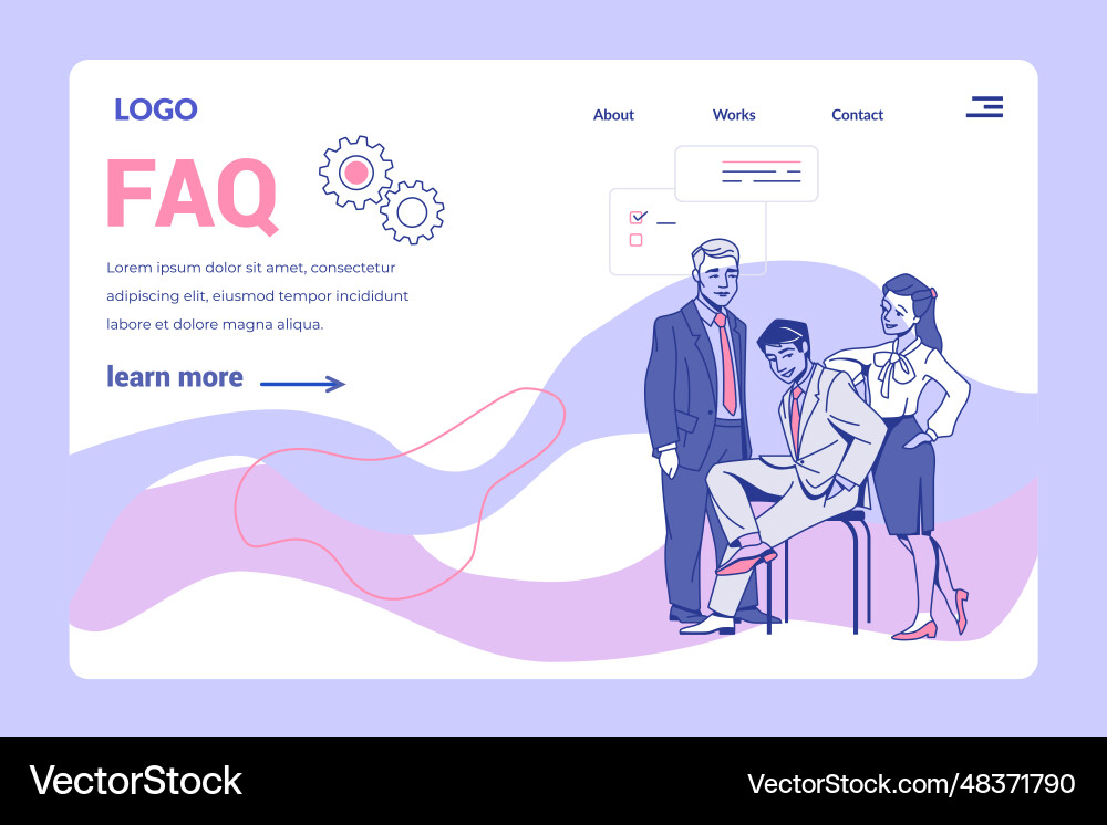 Office team faq landing page employees teamwork Vector Image