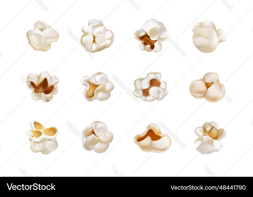 Popcorn set for movie realistic Royalty Free Vector Image