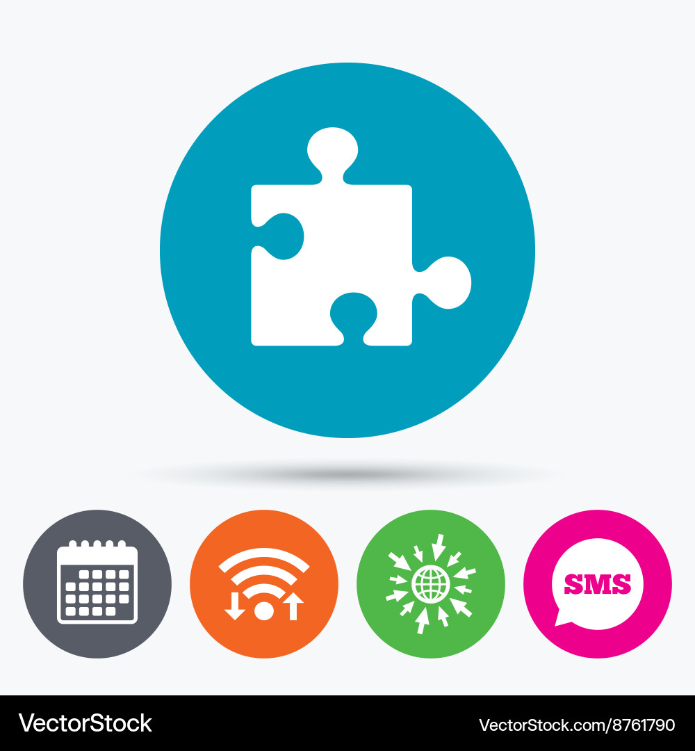 Puzzle piece sign icon strategy symbol Royalty Free Vector