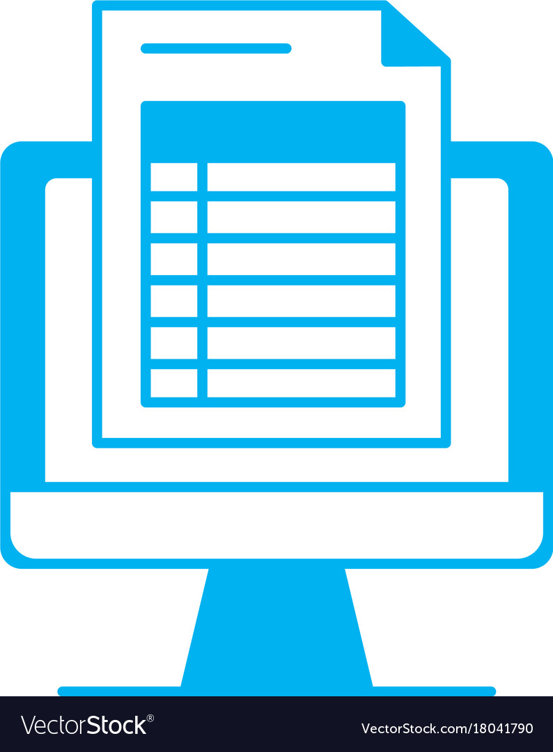 Silhouette computer document information Vector Image