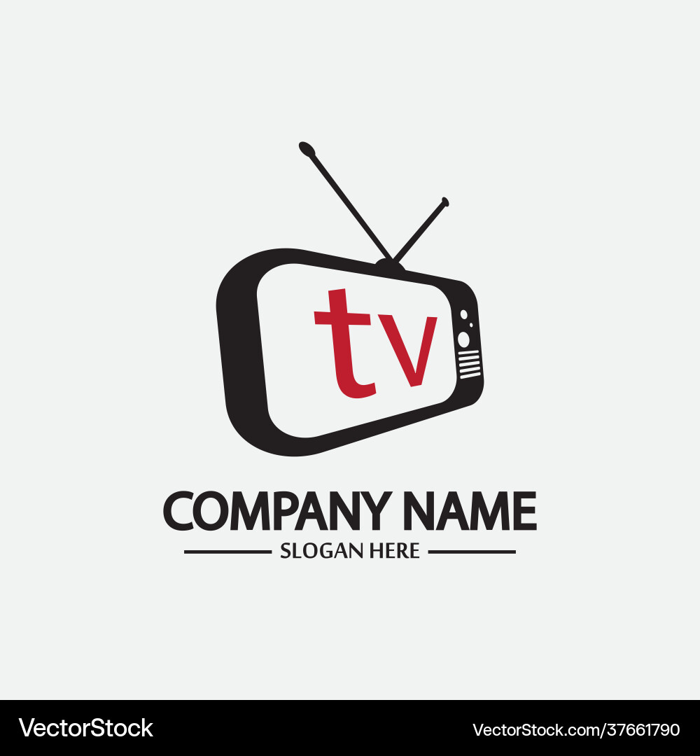 Tv logo design media technology symbol Royalty Free Vector