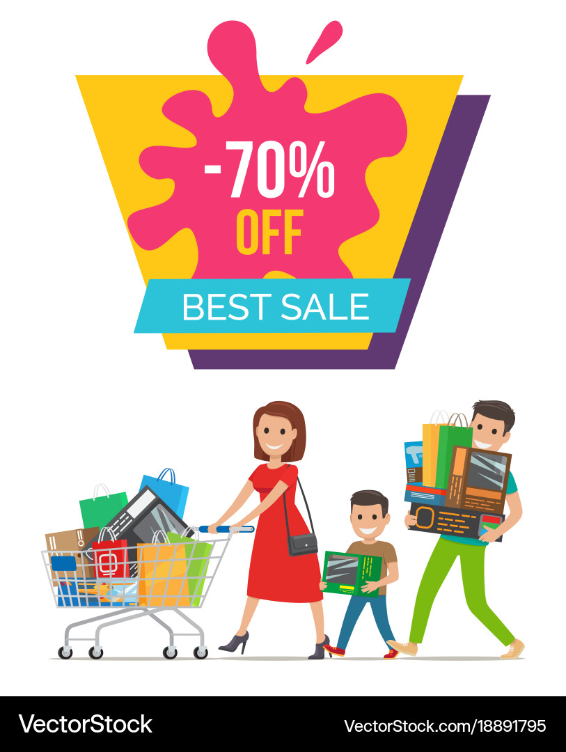 70 off best sale poster Royalty Free Vector Image