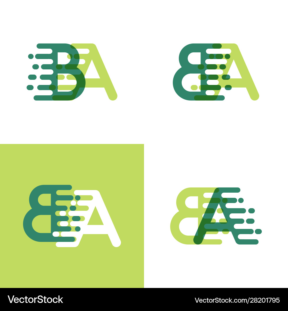 Ba letters logo with accent speed in light green Vector Image