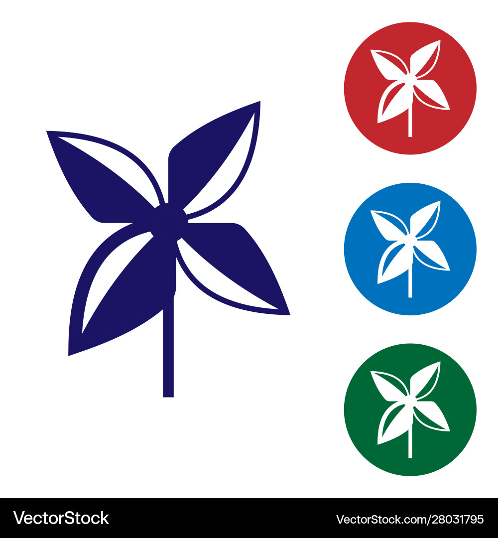 Blue pinwheel icon isolated on white background Vector Image