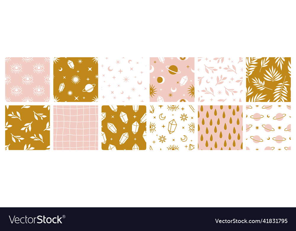 Boho celestial seamless patterns Royalty Free Vector Image