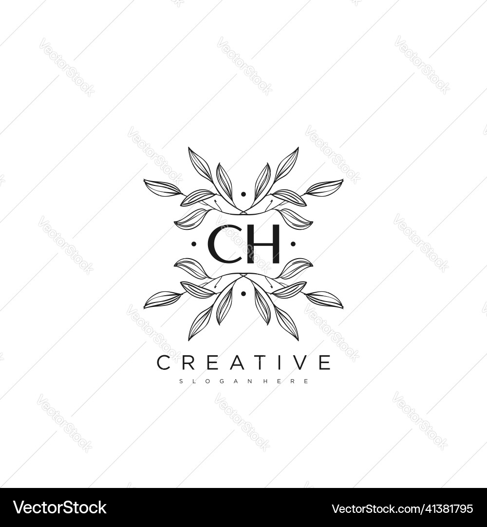 Ch initial letter flower logo template premium art