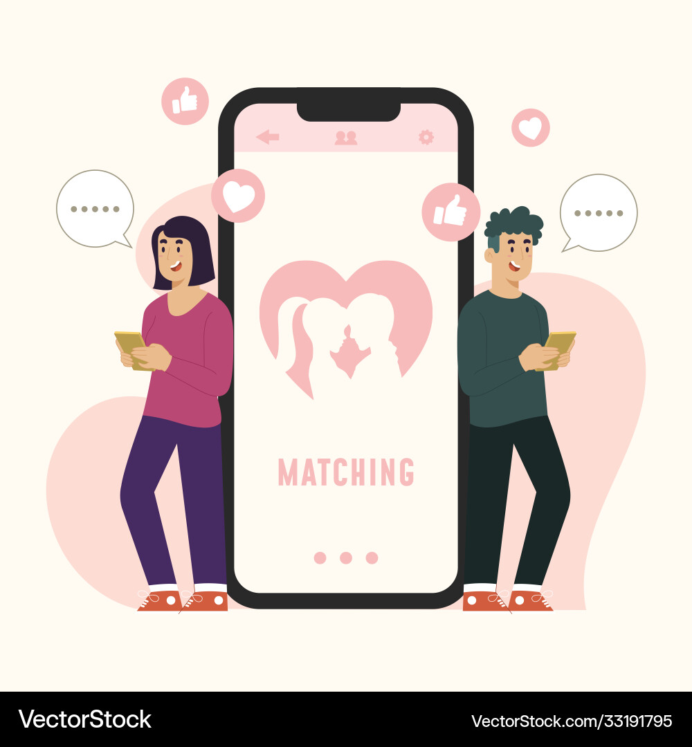 Dating app concept chat and matching Royalty Free Vector