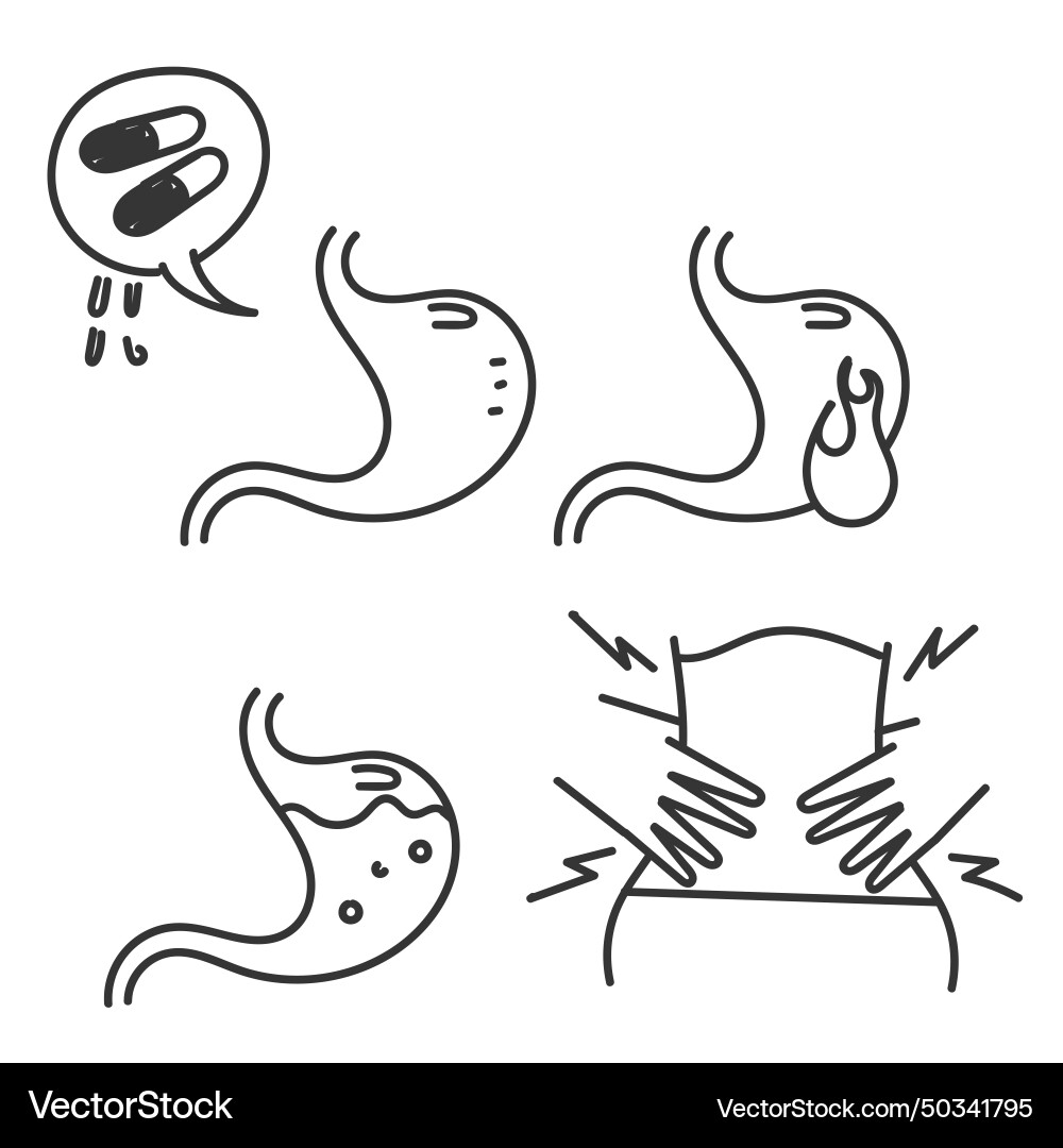 Hand drawn doodle gastric disorders related icon Vector Image