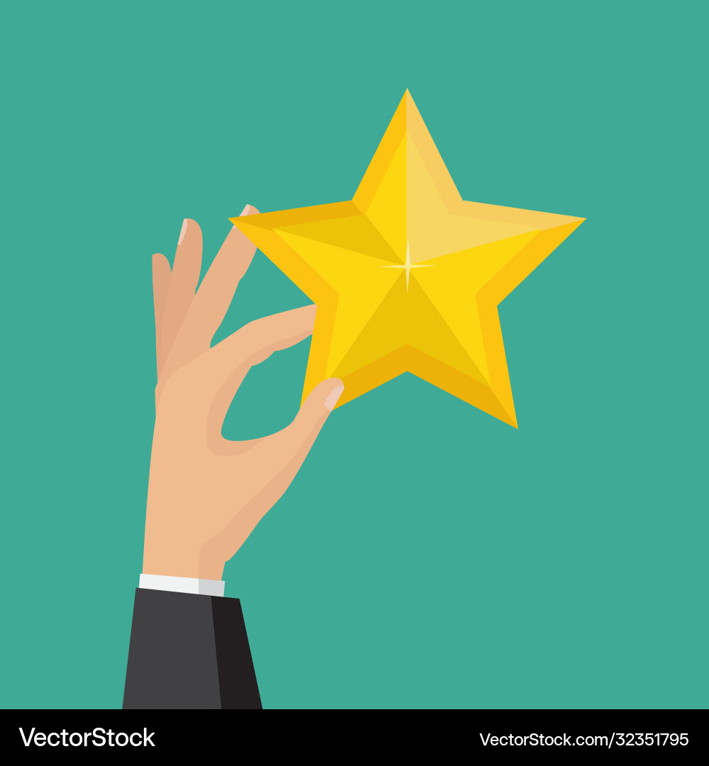 Hand holds golden star Royalty Free Vector Image