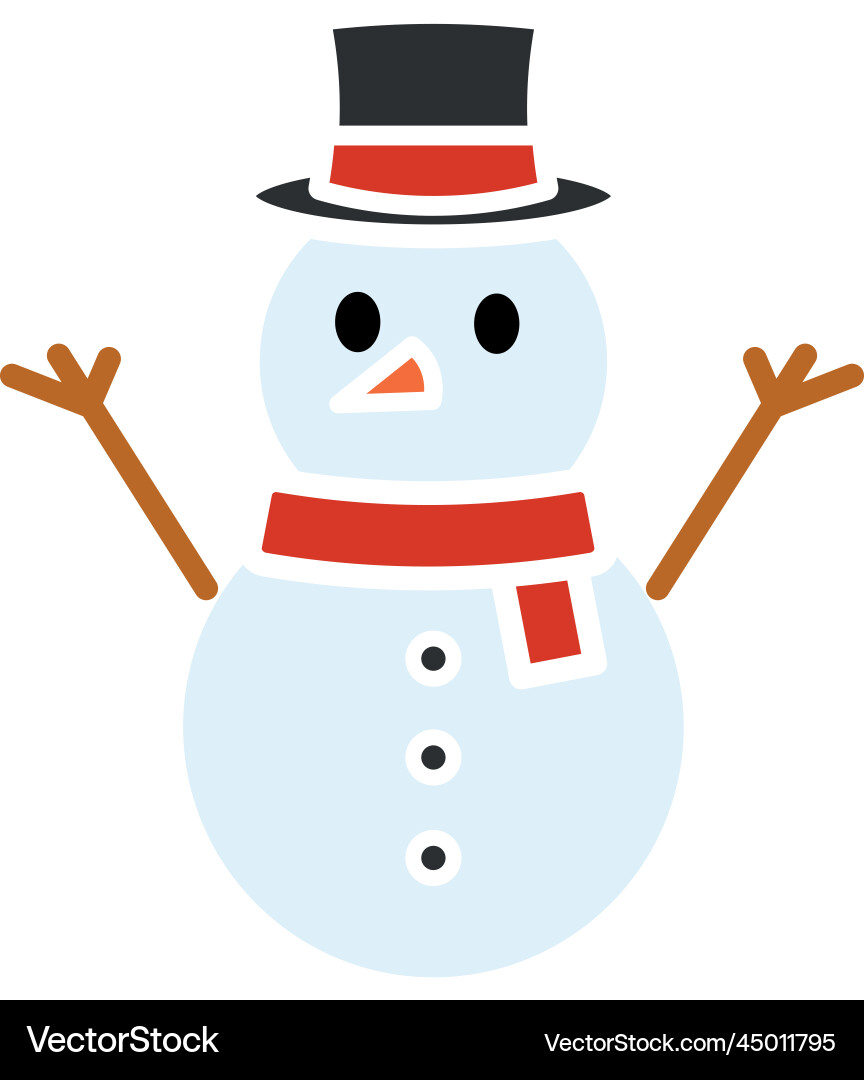 Isolated colored winter snowman character icon Vector Image
