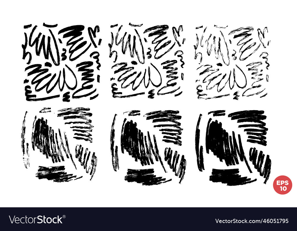 Marker Drawn Scribble Square Composition Vector Image