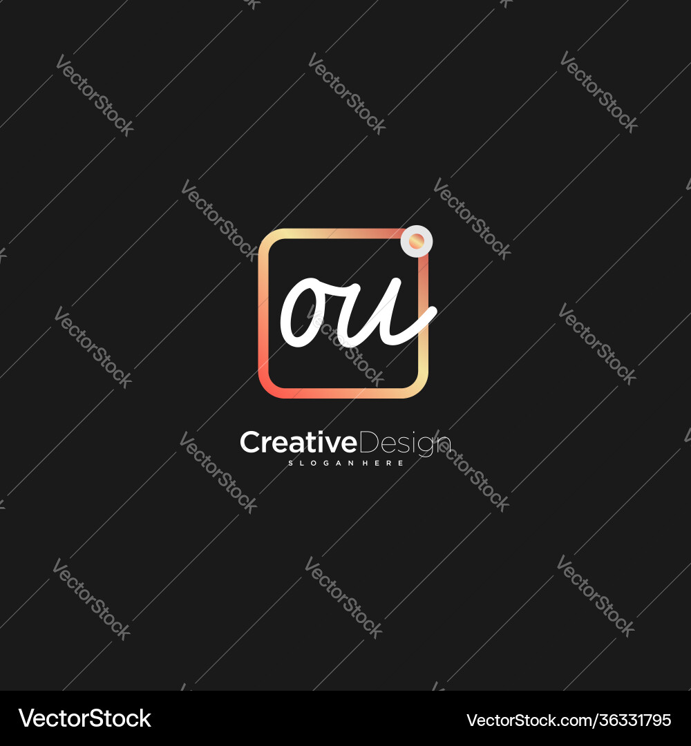 Ou initial letter handwriting logo art hand drawn Vector Image