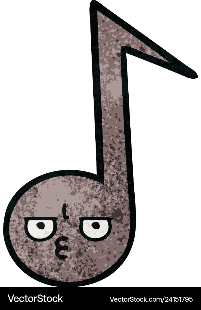Retro grunge texture cartoon musical note Vector Image