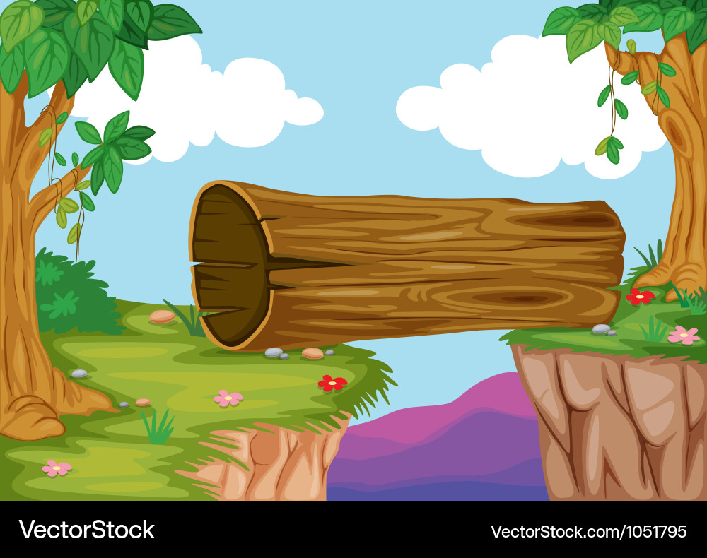 Wood bridge in nature Royalty Free Vector Image