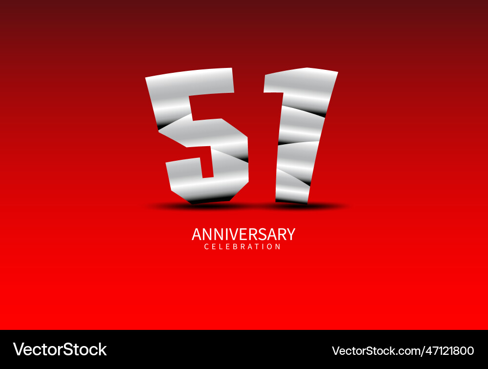 51 year anniversary celebration logo silver Vector Image