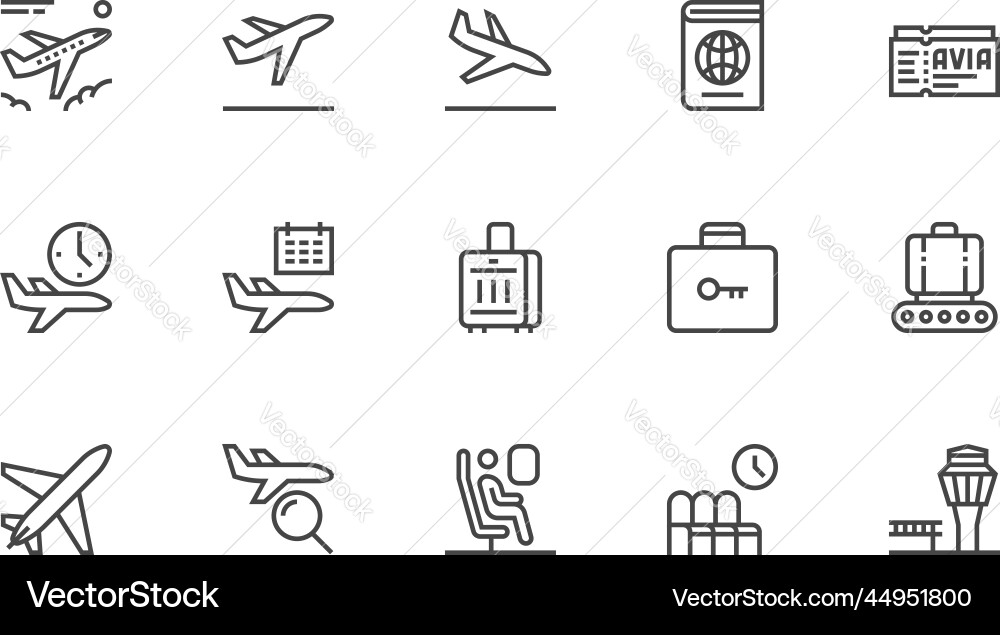 Airport line icons Royalty Free Vector Image - VectorStock