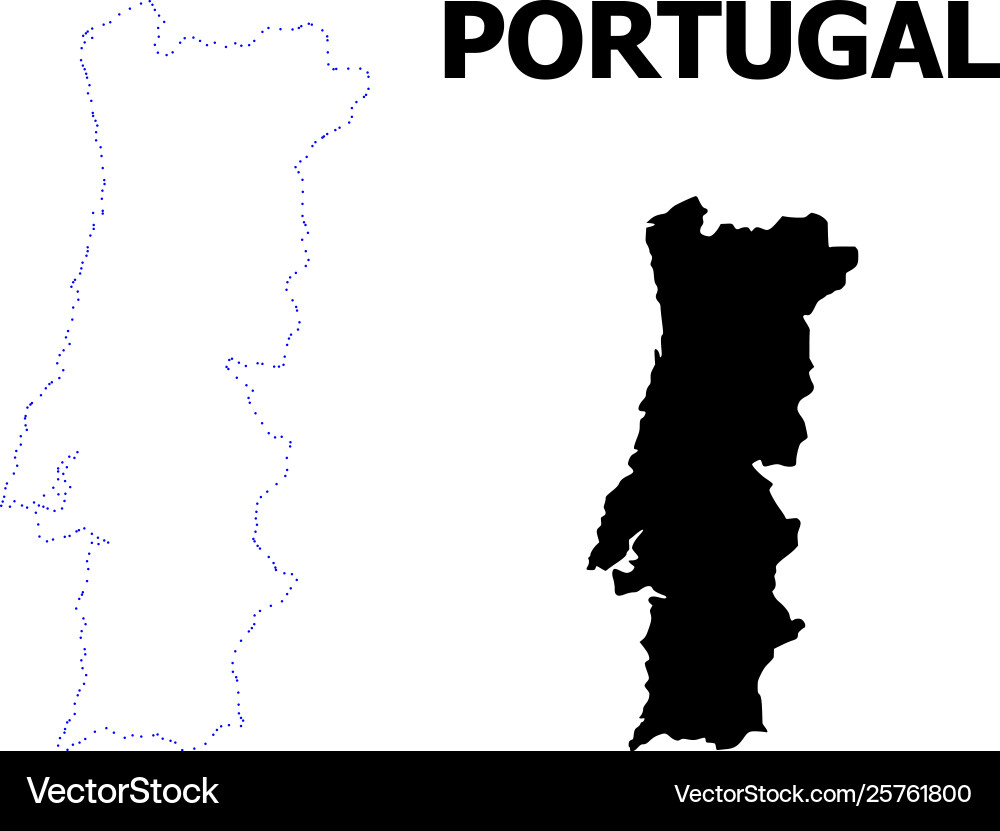 Contour dotted map portugal with caption Vector Image