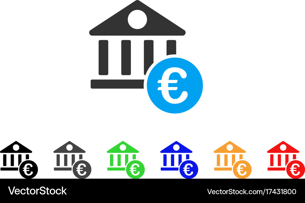 Euro banking building icon Royalty Free Vector Image
