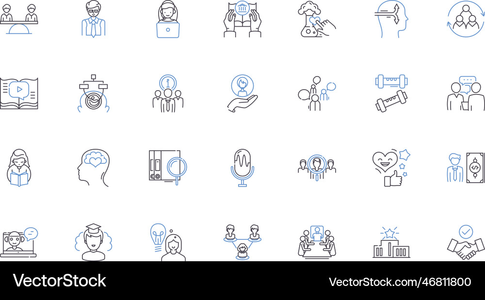 Joint research line icons collection Royalty Free Vector