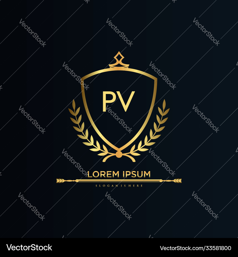 Pv letter initial with royal templateelegant Vector Image