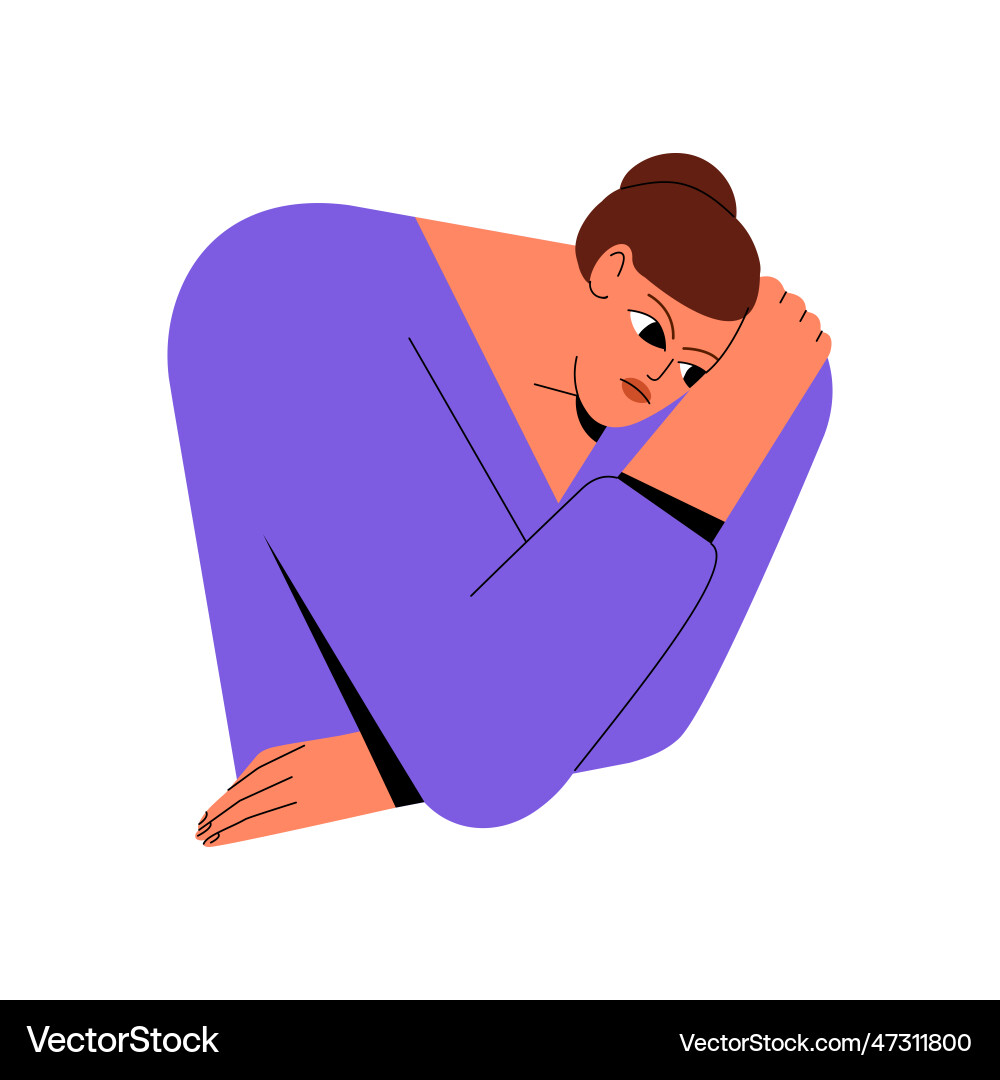 Sad depressed woman thinking worrying feeling Vector Image