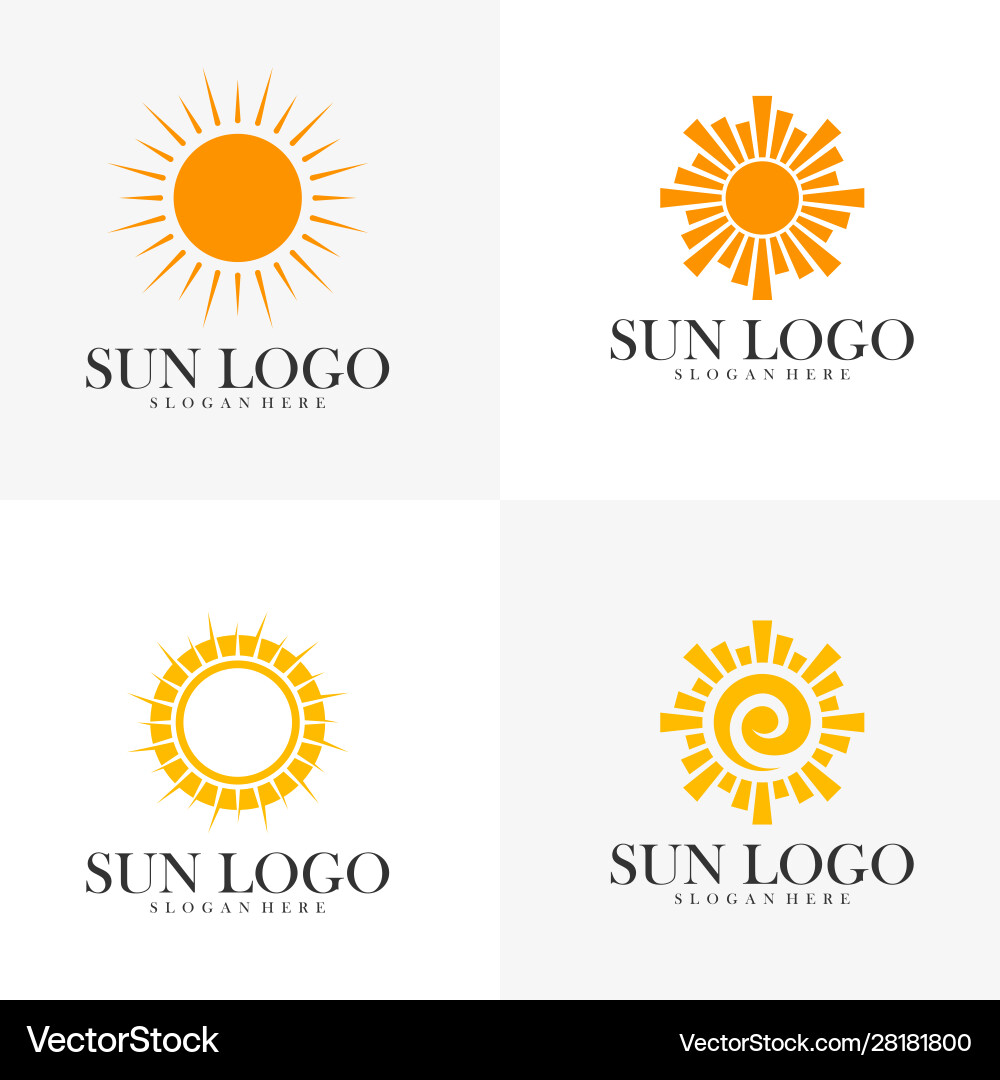 Set sun logo design template icon symbol Vector Image