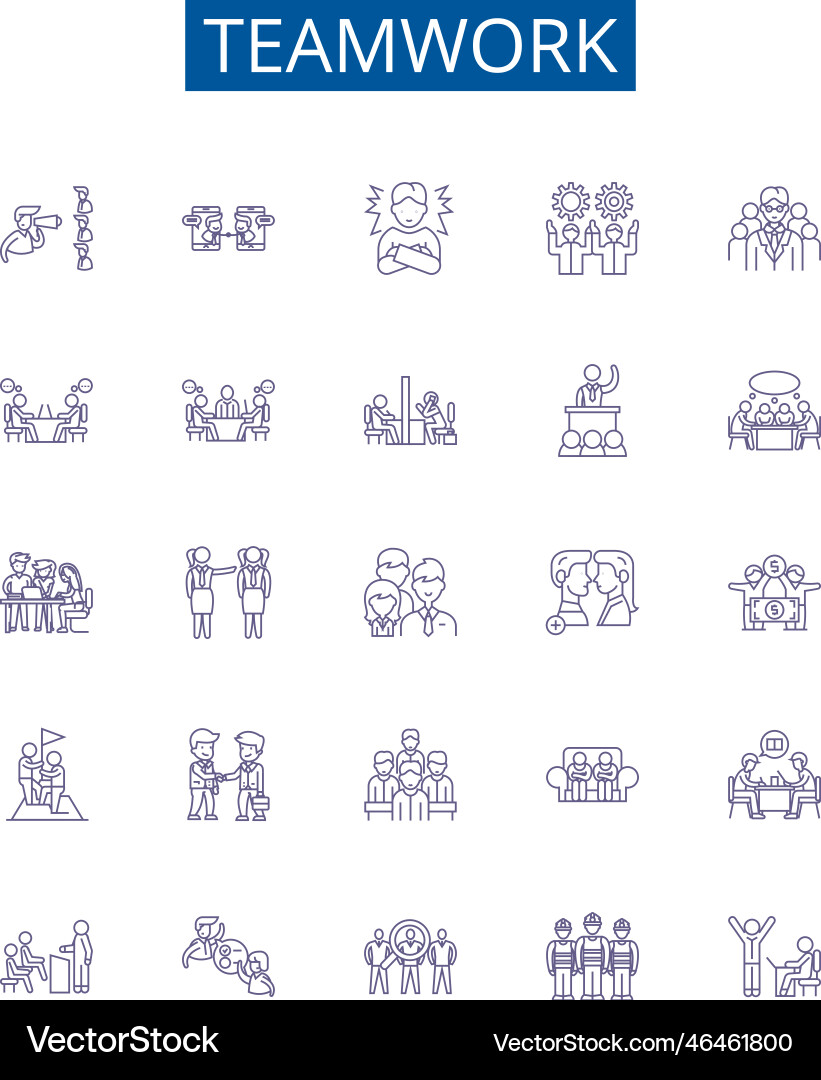 Teamwork line icons signs set design collection Vector Image