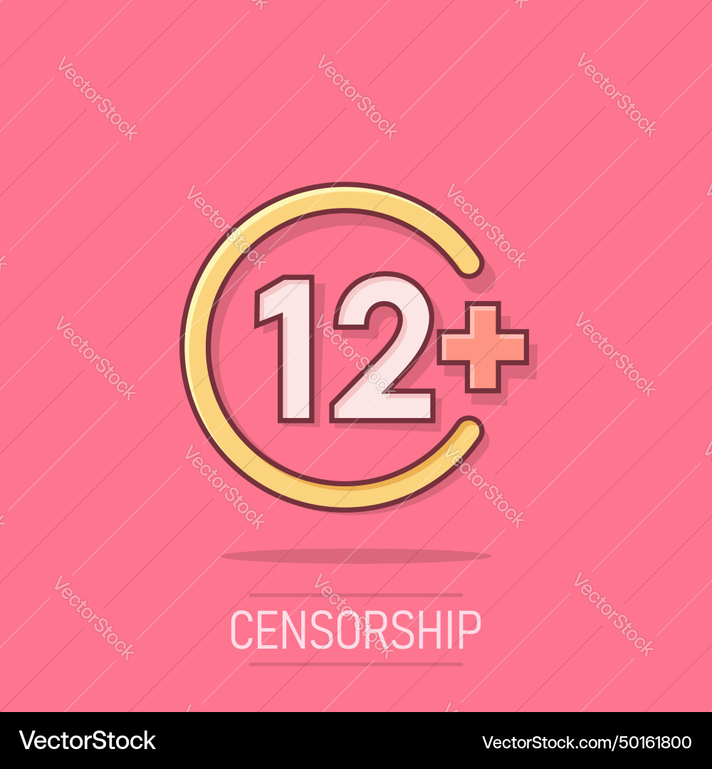 Twelve plus icon in comic style 12 cartoon Vector Image