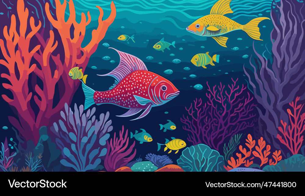 Underwater background life at sea bottom Vector Image