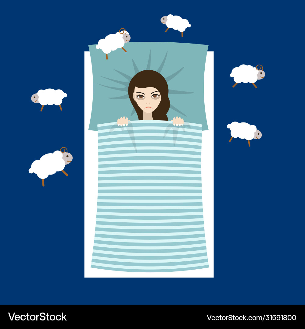 Woman with sleep problems and insomnia symptoms Vector Image