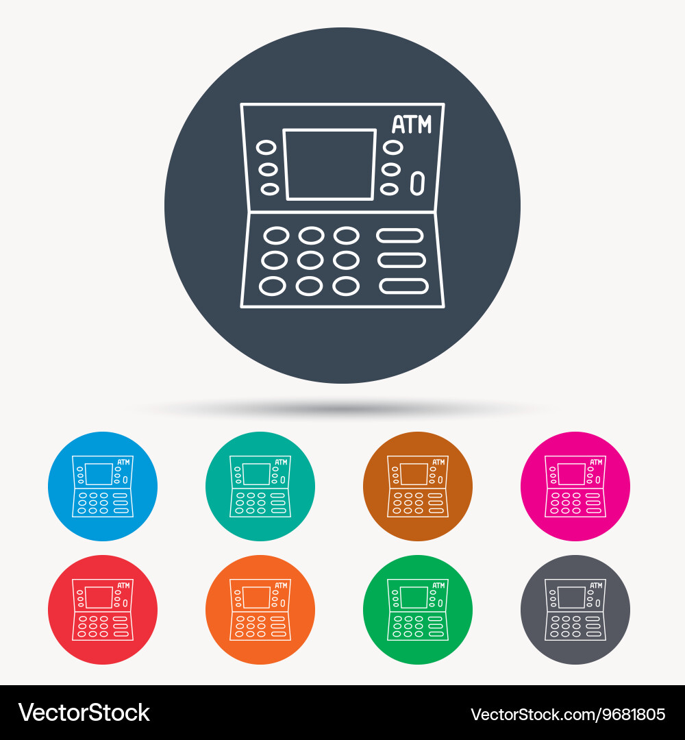 Atm icon automatic cash withdrawal sign Royalty Free Vector