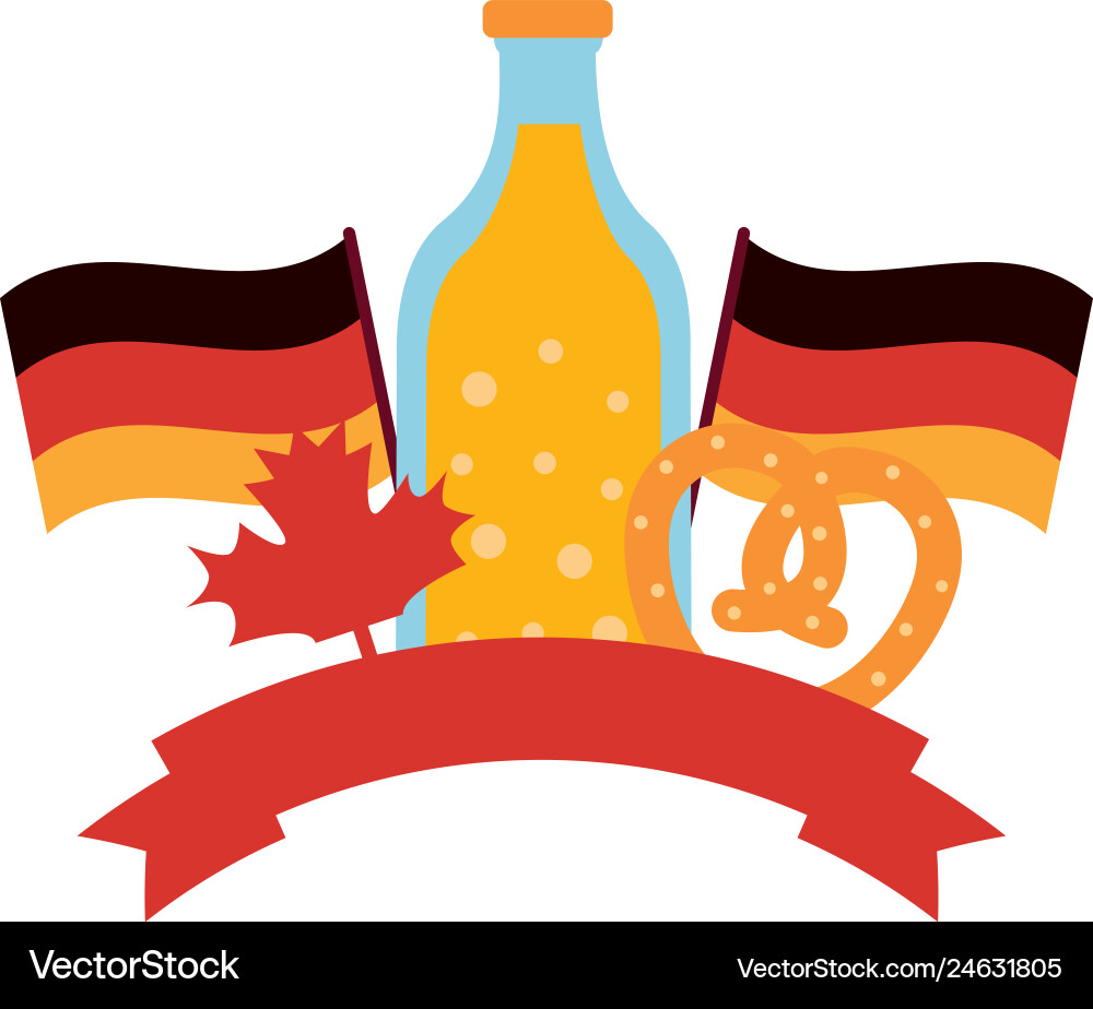 Beer bottle with flags germany and ribbon Vector Image