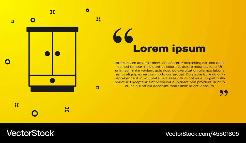 Black wardrobe icon isolated on yellow background Vector Image