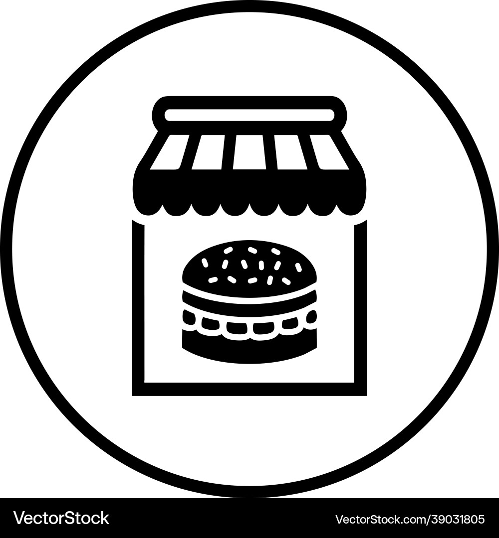 Burger shop icon rounded black version Royalty Free Vector