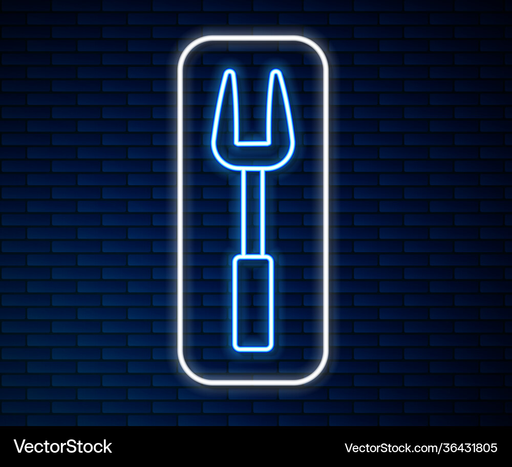 Glowing neon line barbecue fork icon isolated Vector Image