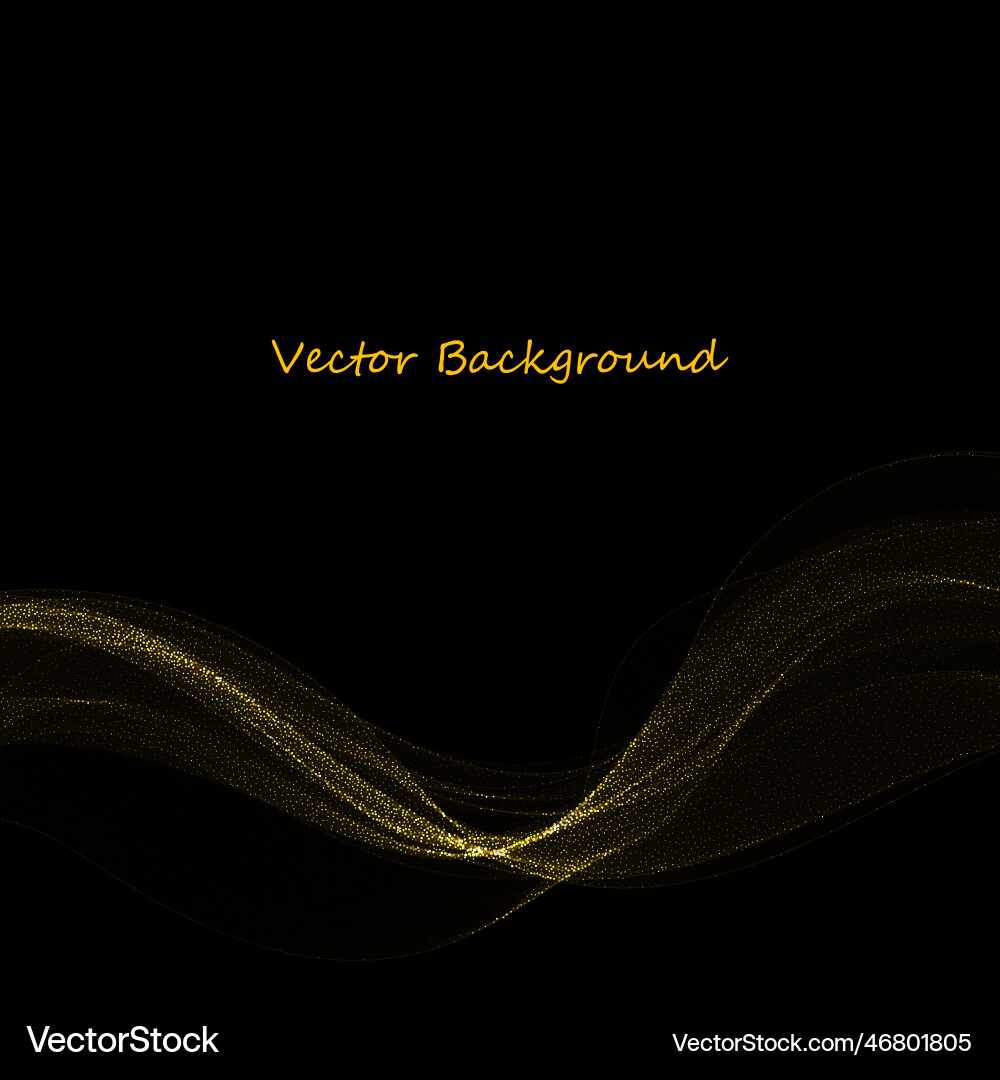Golden transparent wave and dust particles Vector Image