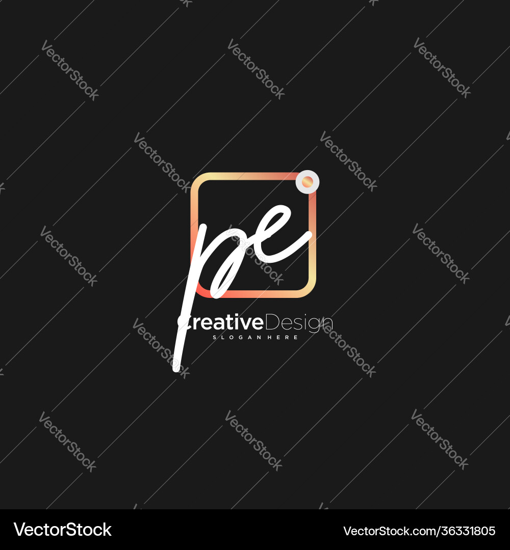 Pe initial letter handwriting logo art hand drawn Vector Image