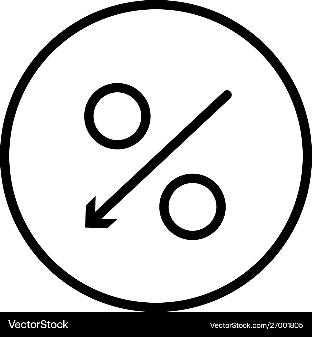 Percent with down arrow sign icon flat design Vector Image