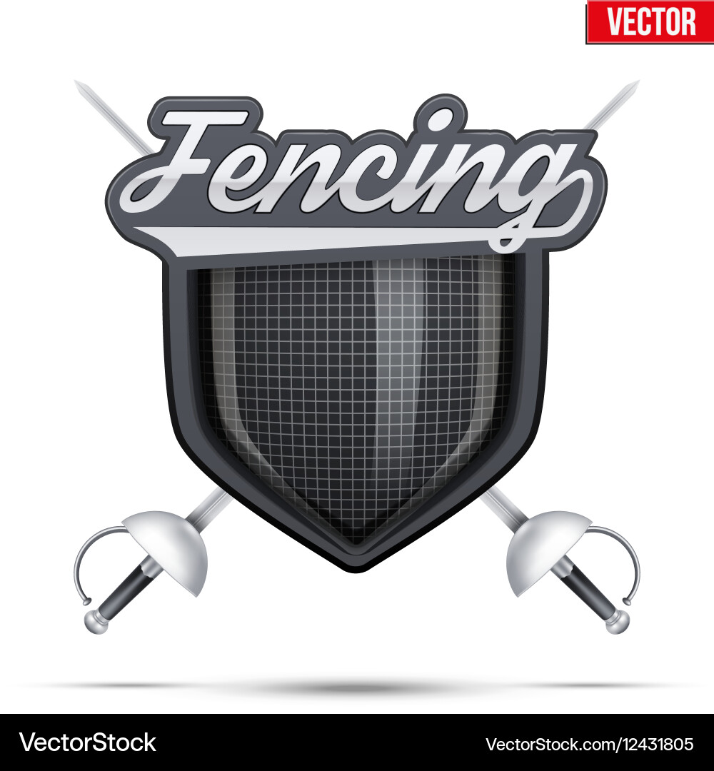 Premium symbol fencing shield label Royalty Free Vector