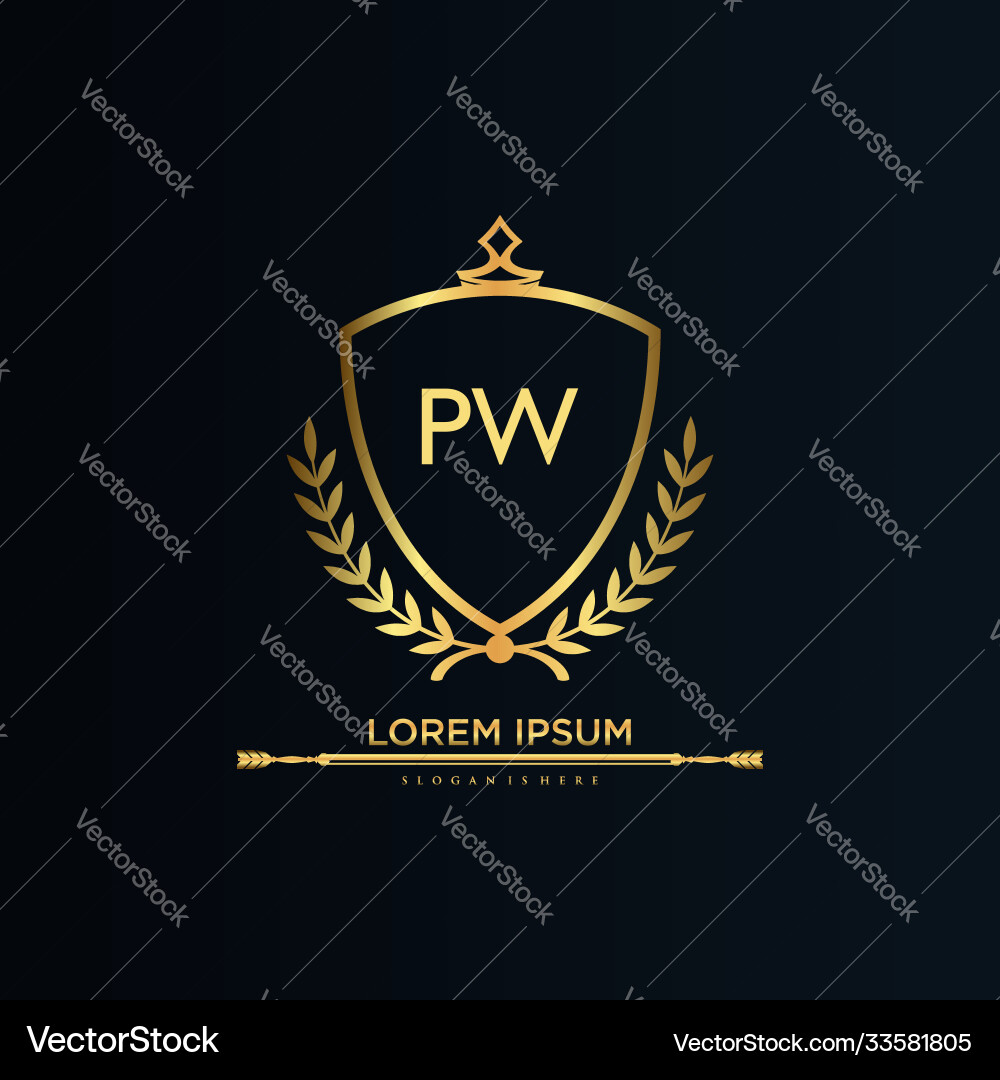 Pw letter initial with royal templateelegant Vector Image