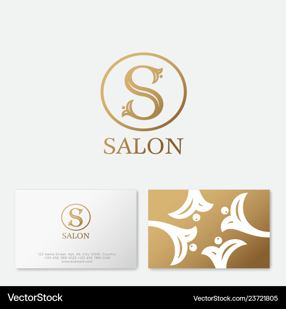 S green letter monogram ornament plants Royalty Free Vector