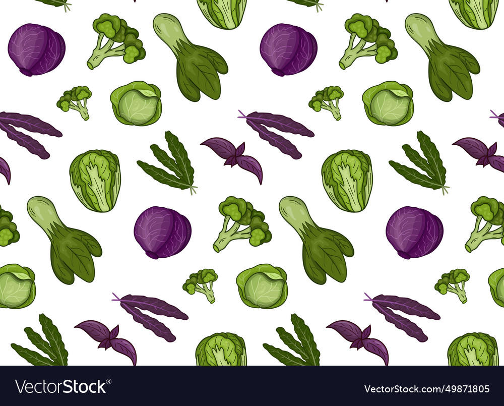 Seamless pattern cabbage Royalty Free Vector Image