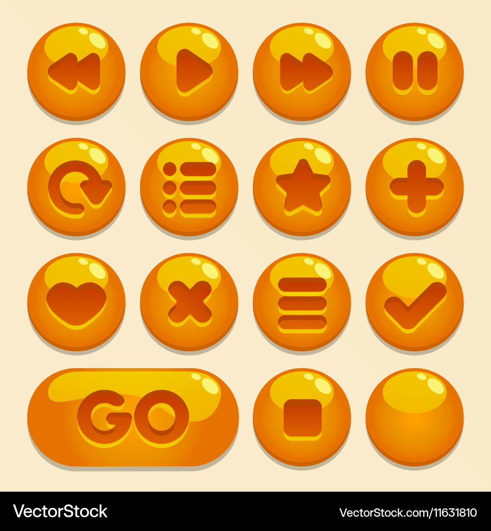 A set of buttons for gaming interfaces Royalty Free Vector